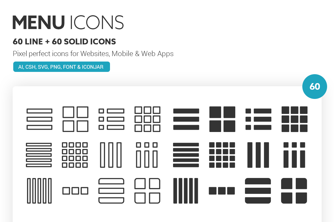 Menu Icons, a Solid Icon by Vectopus.com | Creative Market