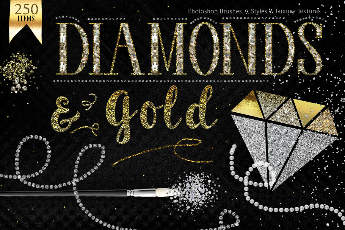 Diamond & Gold Photoshop Styles Kit, a Layer Style Add-On by ...