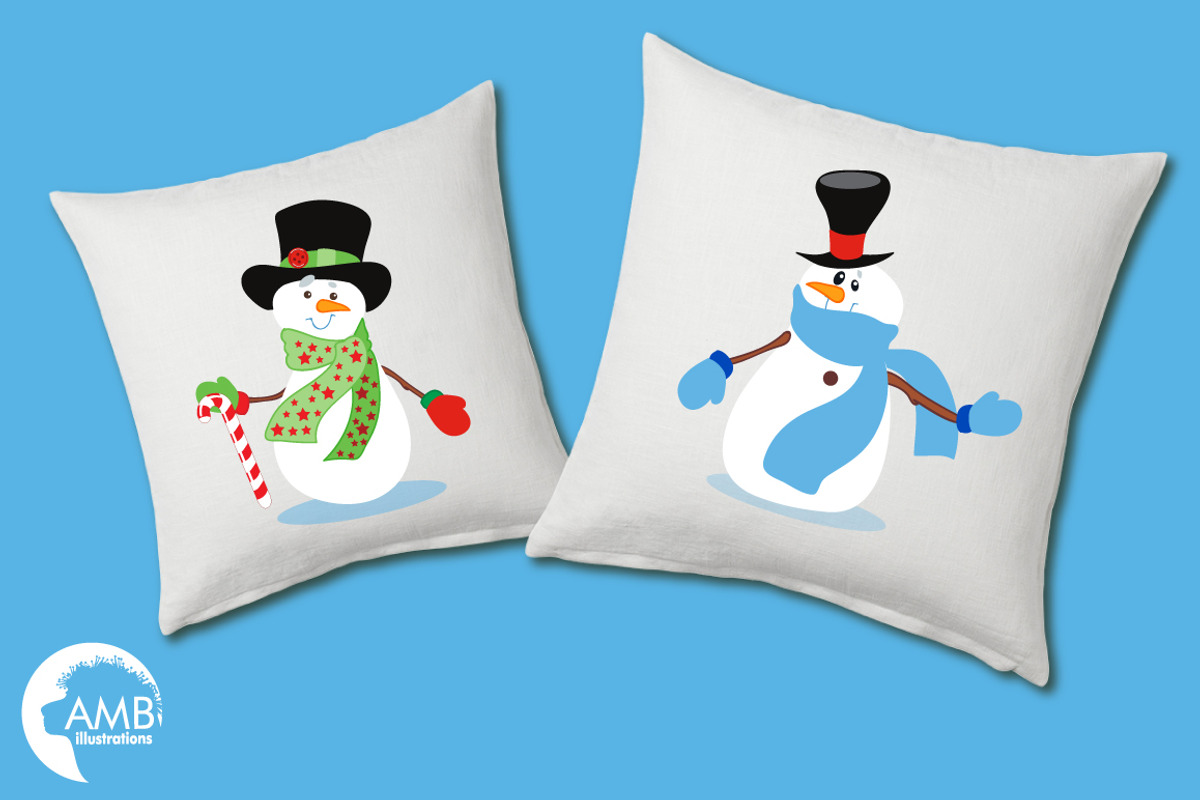 Top Hat Snowmen Clipart AMB-502, an Illustration by AMBillustrations