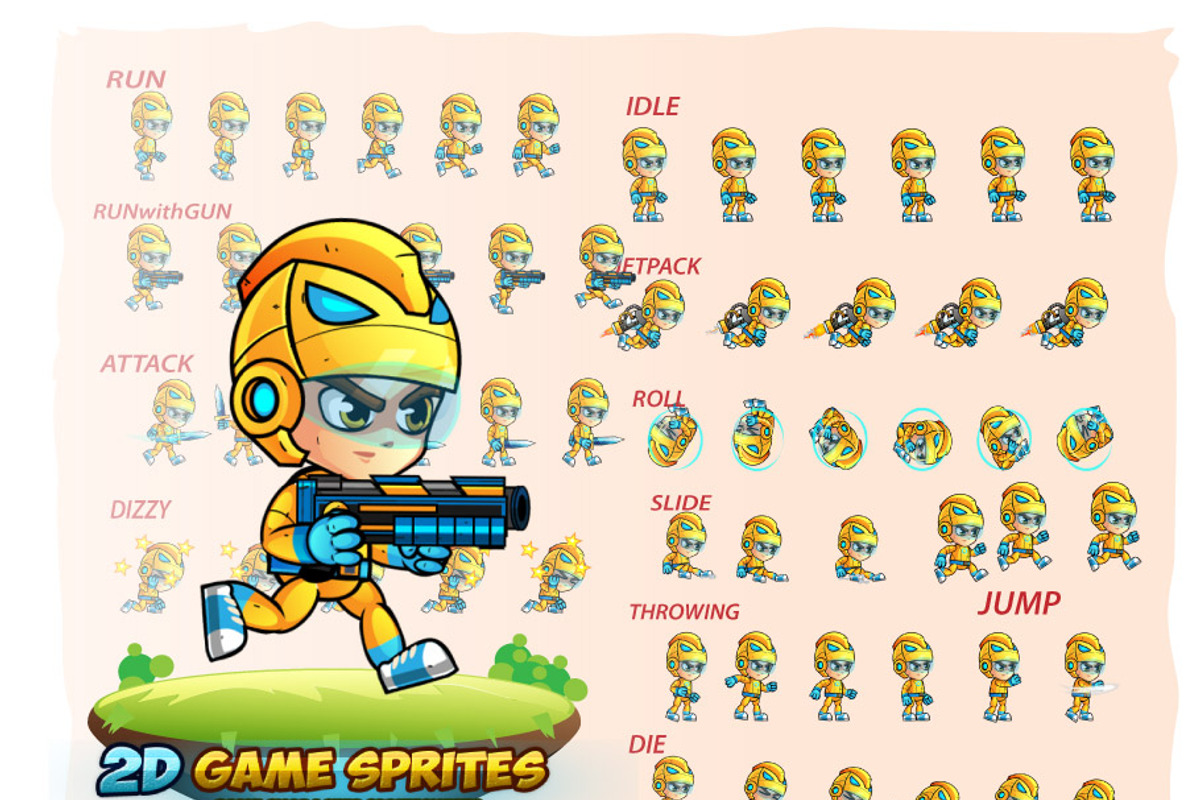 SpaceBoy 2D Game Sprites, an Illustration by DionArtworks