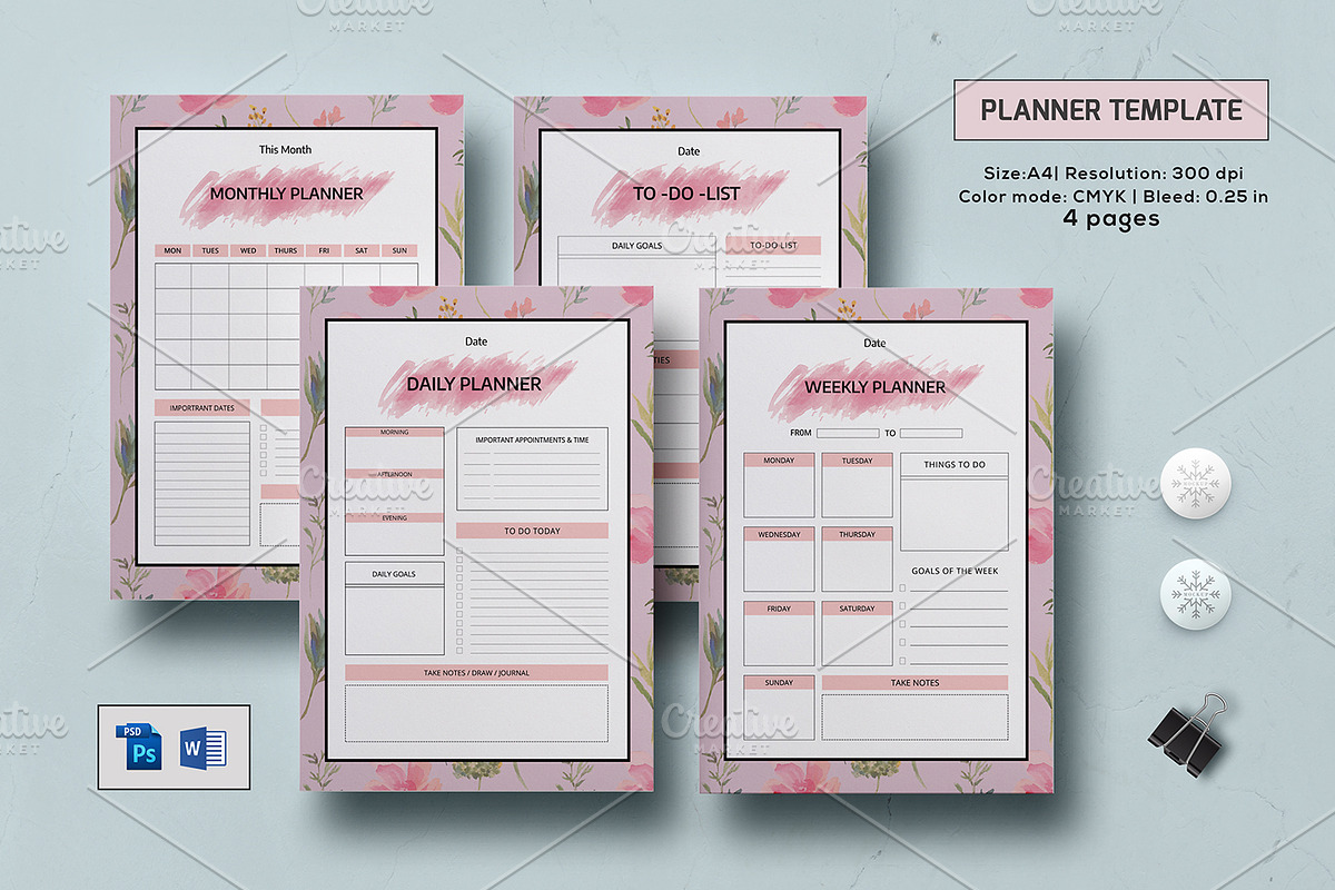 Printable Planner Template V12, a Stationery Template by Template Shop
