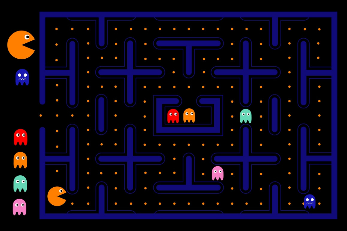 Pacman game user interface, a Technology Illustration by Microvector
