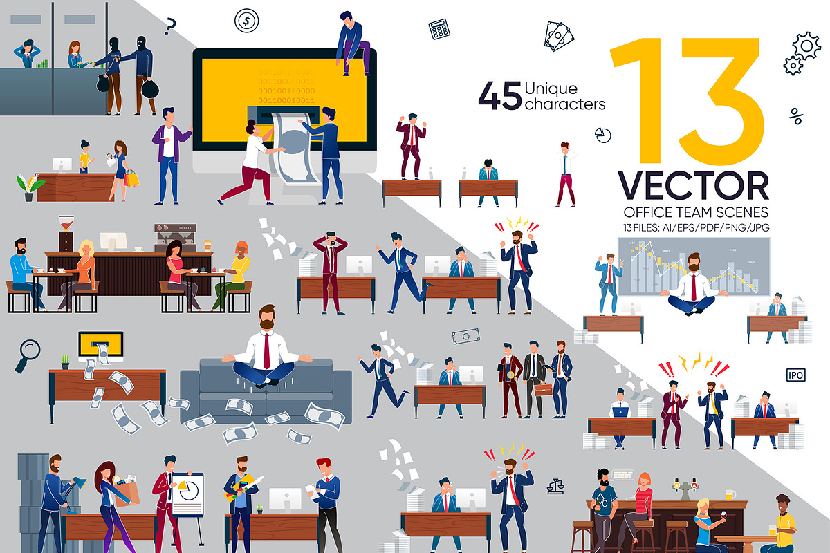 Office Team Vector Scenes, a Person Illustration by PavelVinnik ...