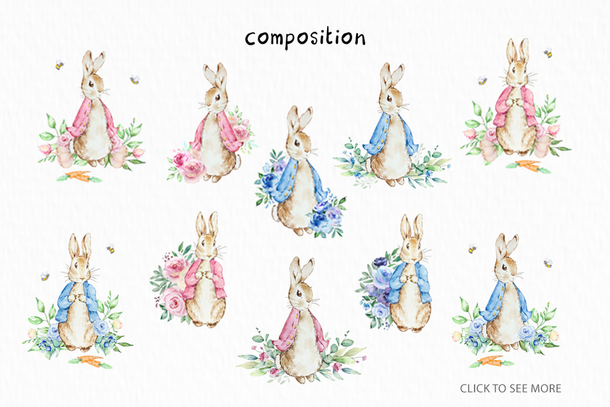 Watercolor Peter Rabbit Clipart, an Animal Illustration by SvetaArtStore