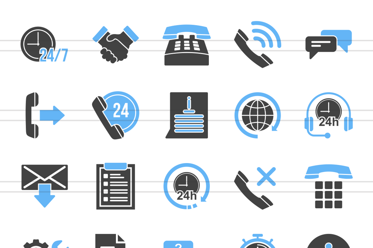 50 Customer Service Blue Black Icons, an Outline Icon by IconBunny