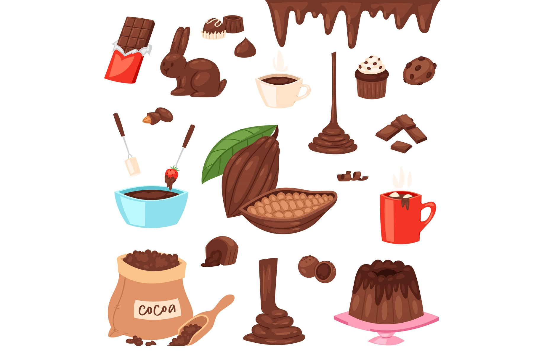 Chocolate vector cartoon cocoa choco | Food Illustrations ~ Creative Market