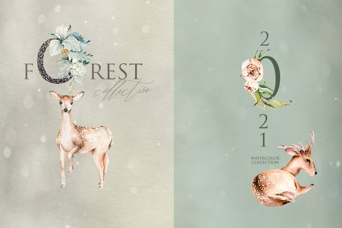 Winter christmas bundle Watercolor, a Seasonal Illustration by 60secondsArt