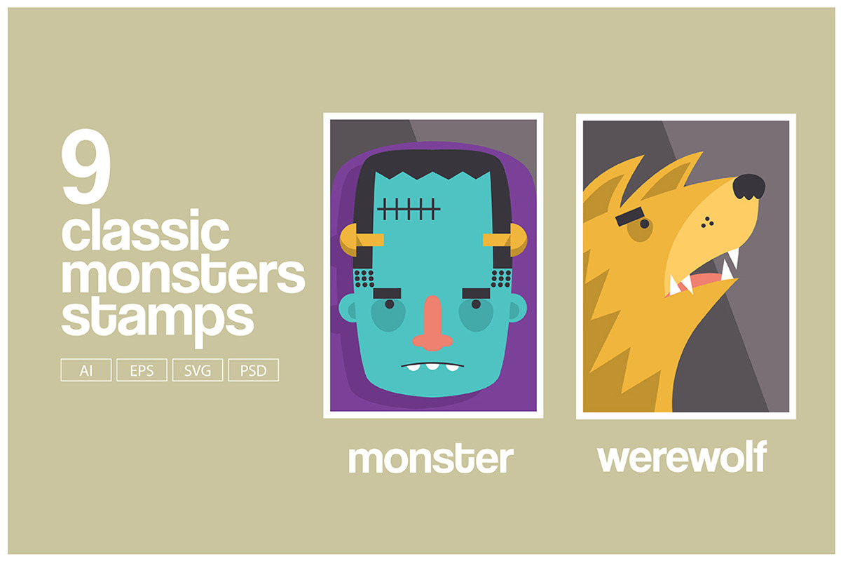 Classic Monsters Stamp, a Graphic by paulopivato