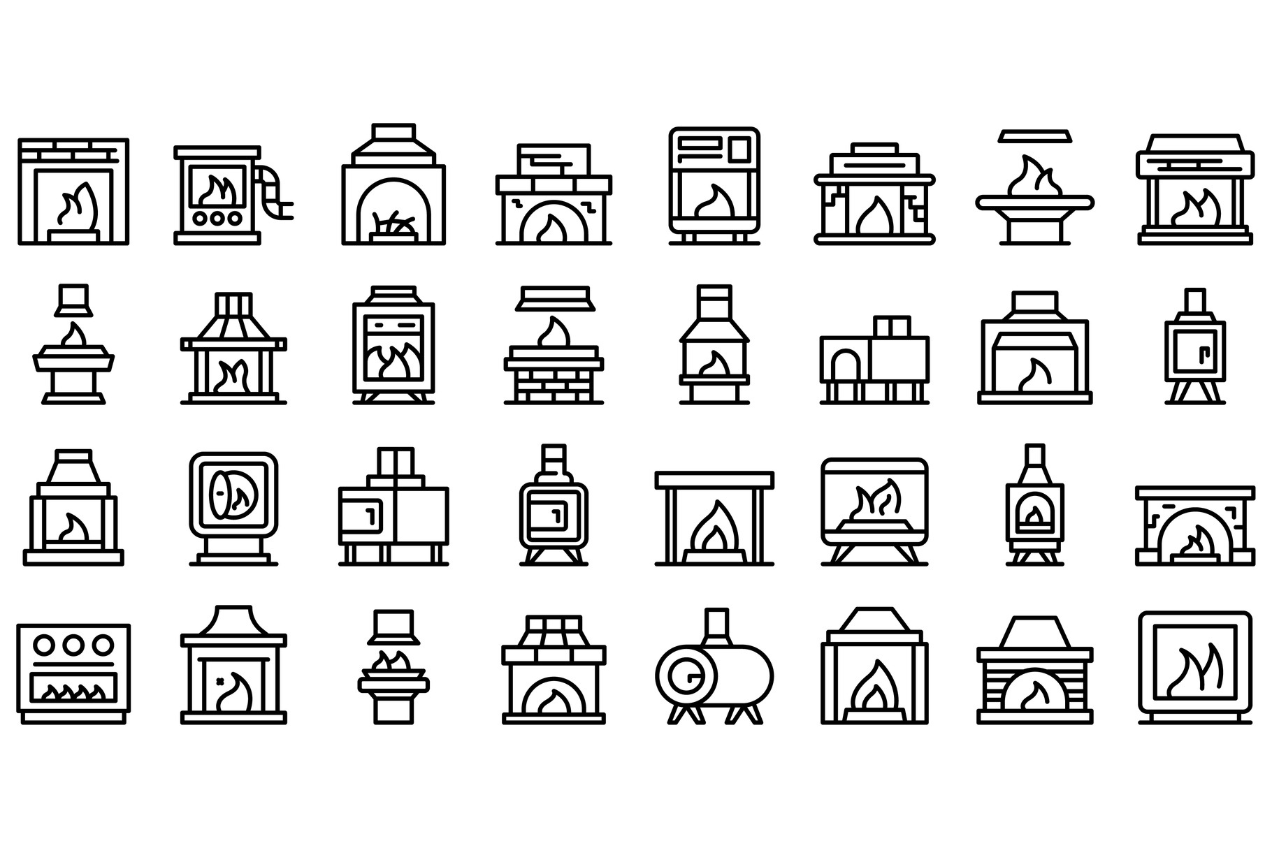 Furnace icons set outline vector., an Illustration by Ylivdesign ...