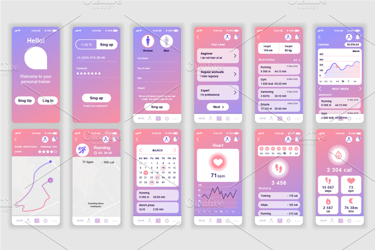 Mobile App UI Kit, a Templates & Theme by alexdndz