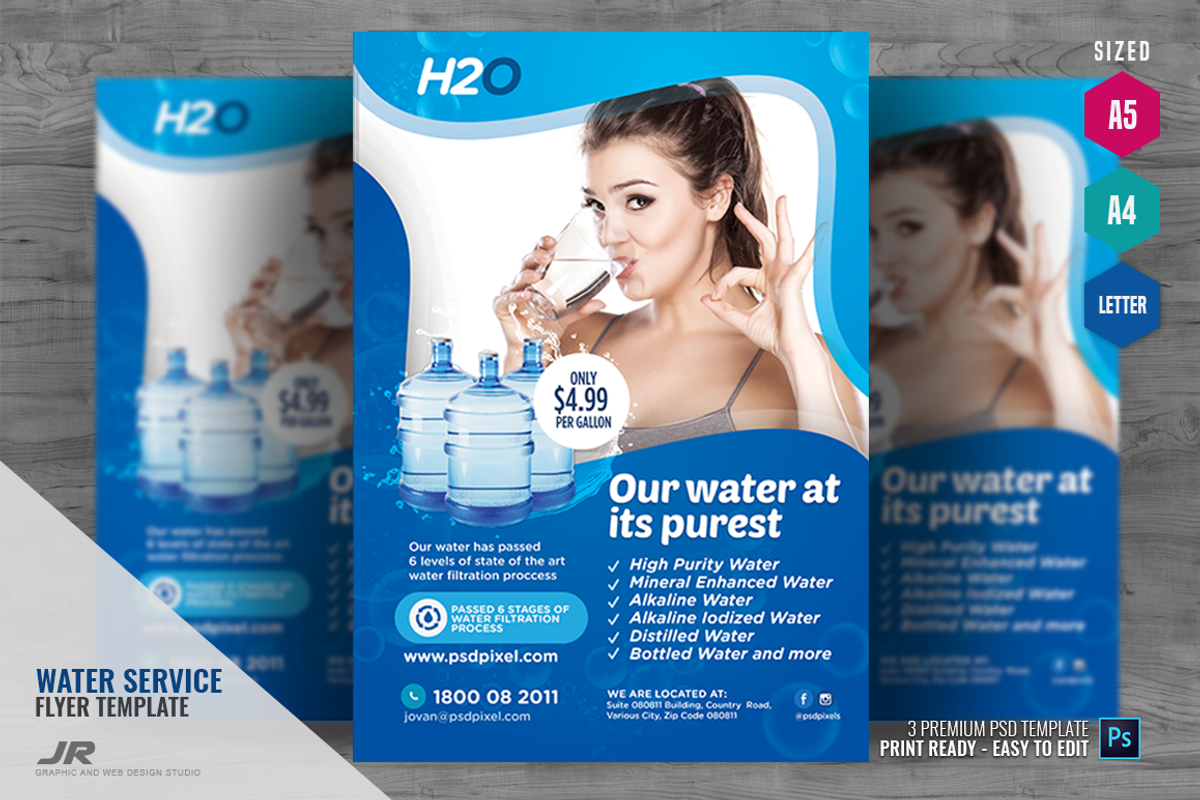 Water Service Company Flyer, a Flyer Template by PSDPixel