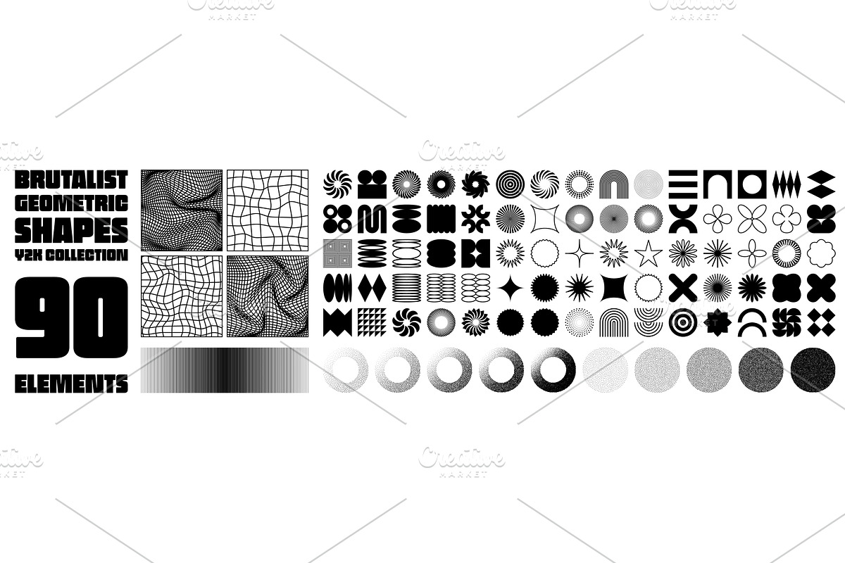 Brutalist geometric shapes, modern, an Illustration by 32pixels