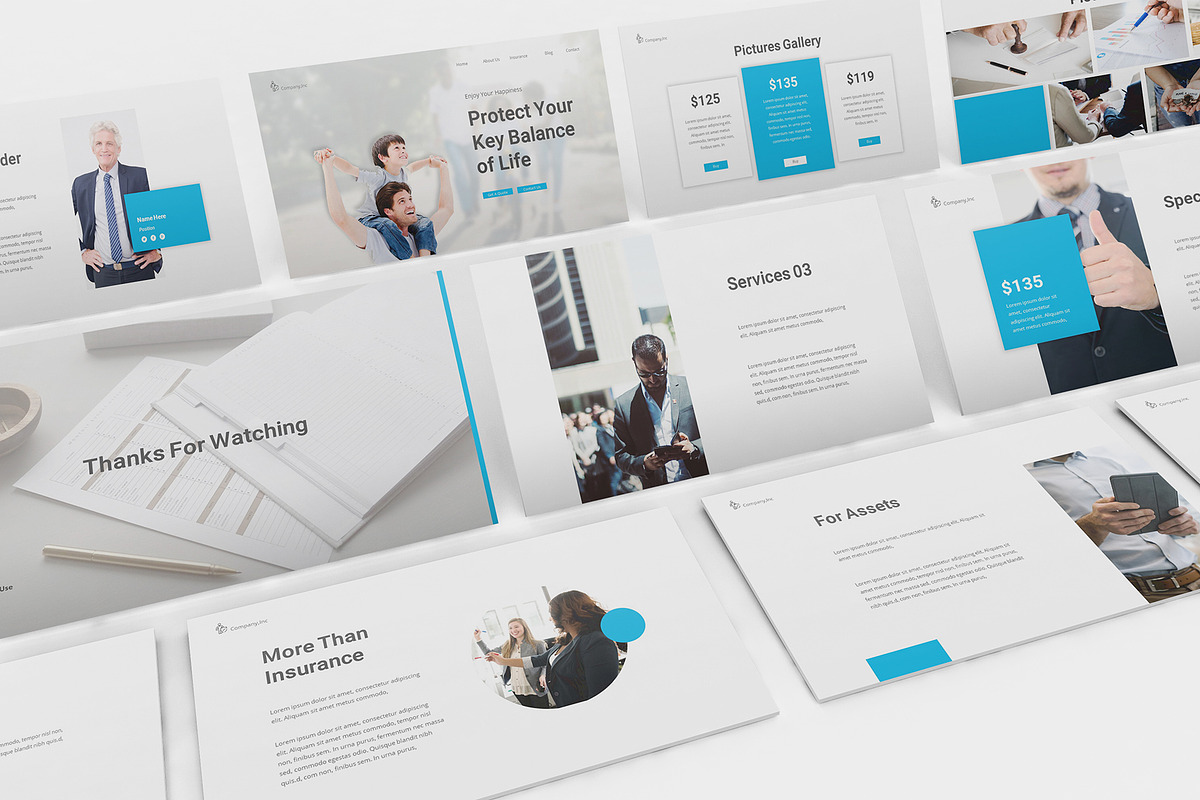Insurance Powerpoint Template, a Presentation Template by Formatika Studio