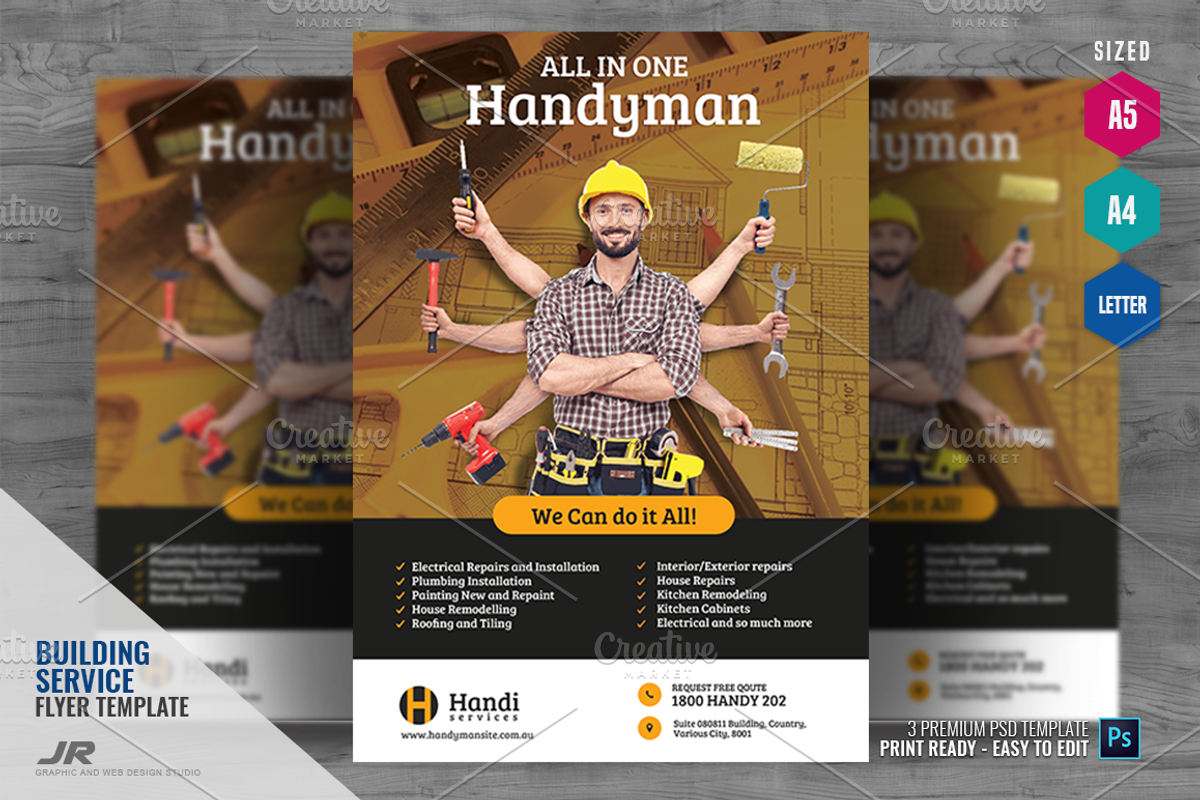 Handyman Promotional Flyer, a Flyer Template by PSDPixel