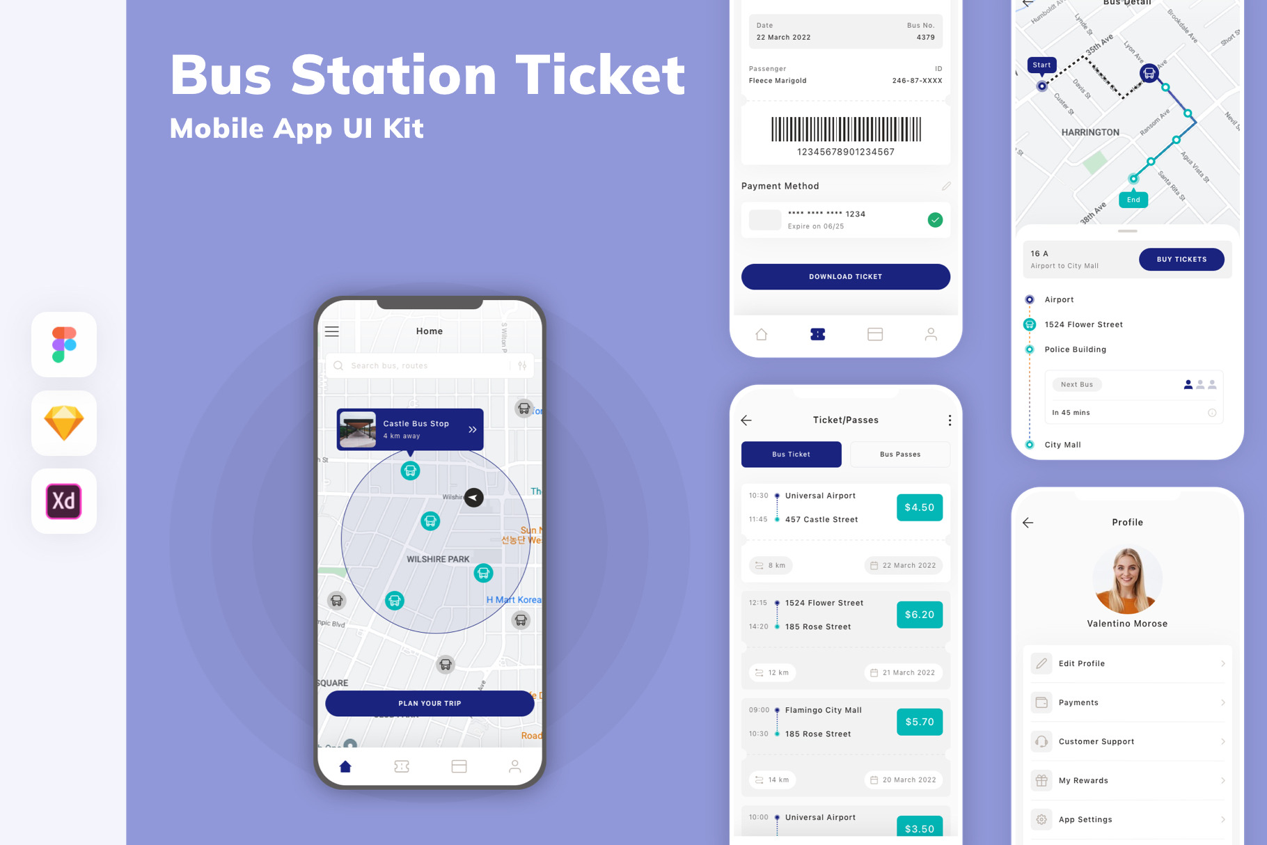 Bus Station Ticket Mobile App UI Kit, an UI Kit Template by uicube