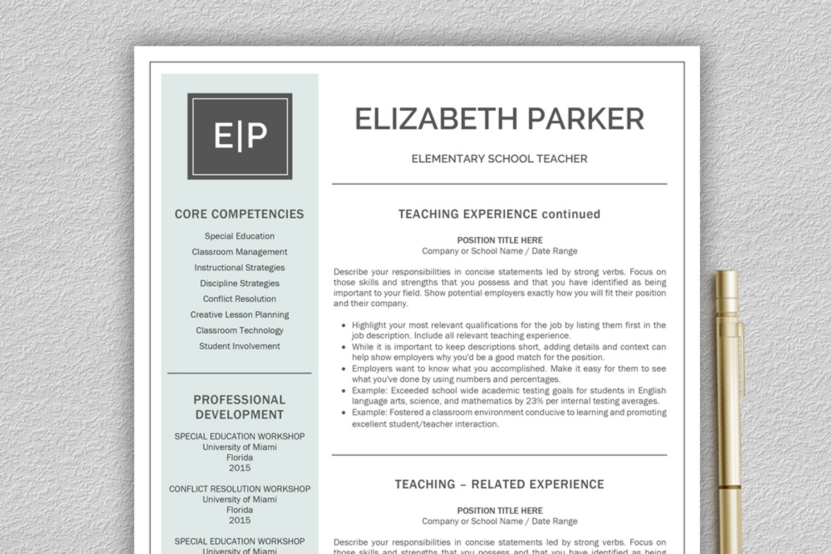 Teacher CV | Teacher Resume, a Resume Template by Klamp Studio