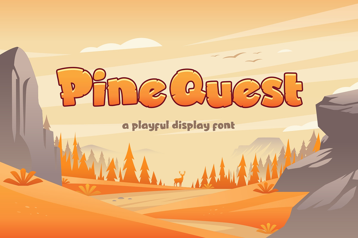 Pine Quest - Playful Display Font, a Sans Serif Font by tkzgraphic