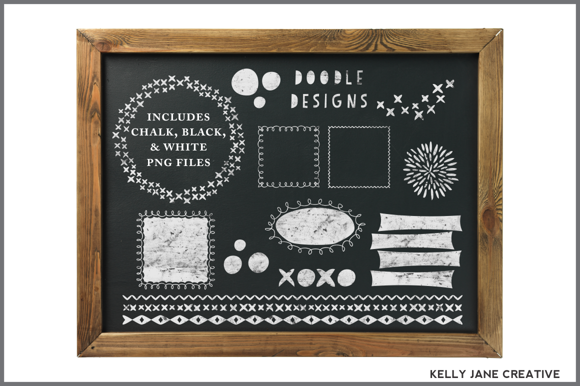 Chalkboard Doodle Frames & Graphics, an Illustration by Kelly Jane Creative