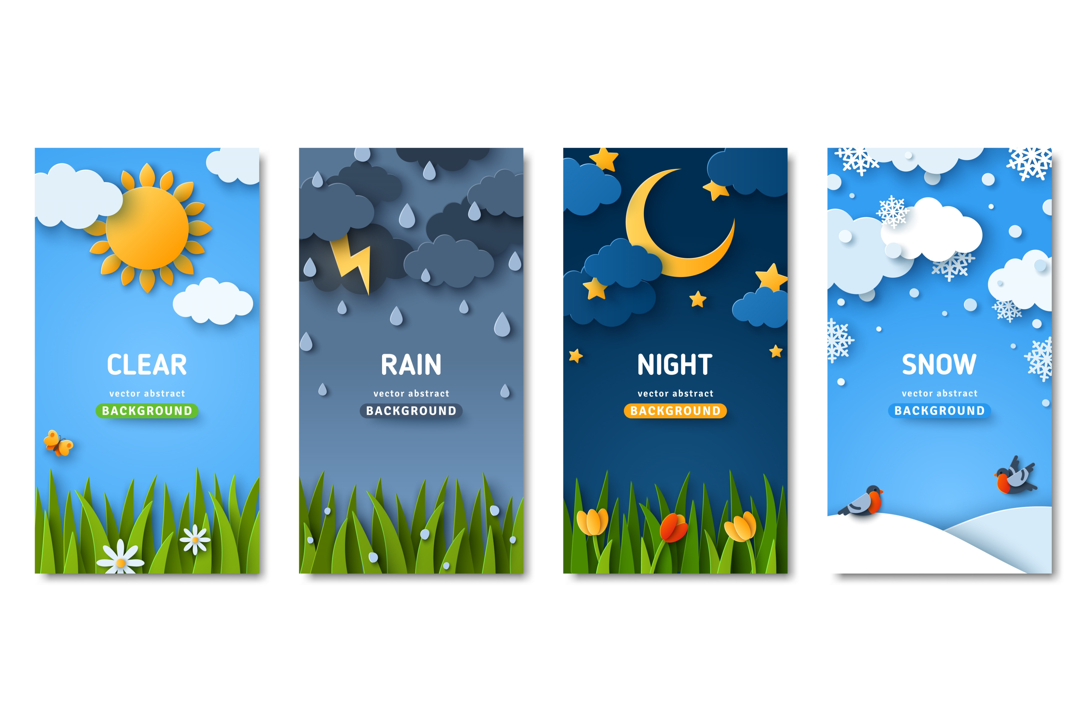 Weather forecast app paper clouds, an Illustration by kotoffei