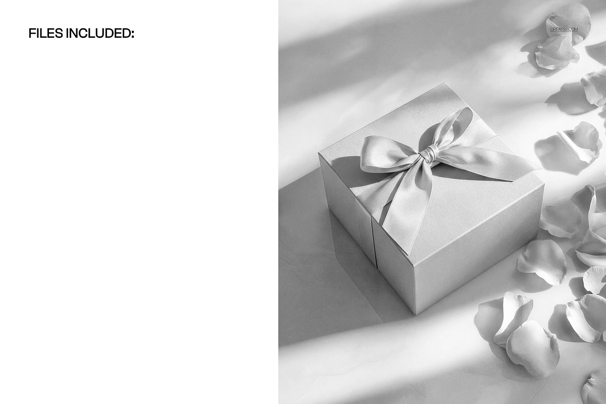 Square Gift Box with Ribbon Mockup, a Packaging Mockup by creatsy5