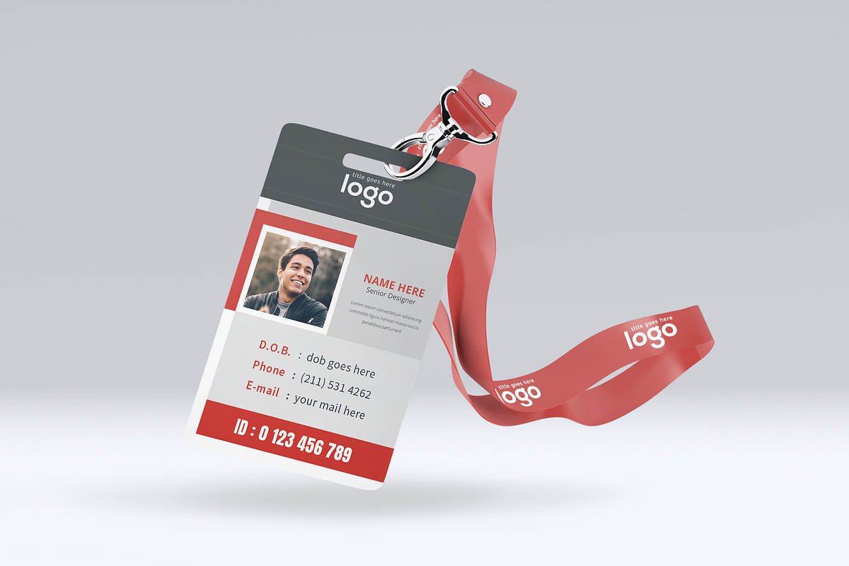 Red and Black ID Card Design, a Stationery Template by ZAAS