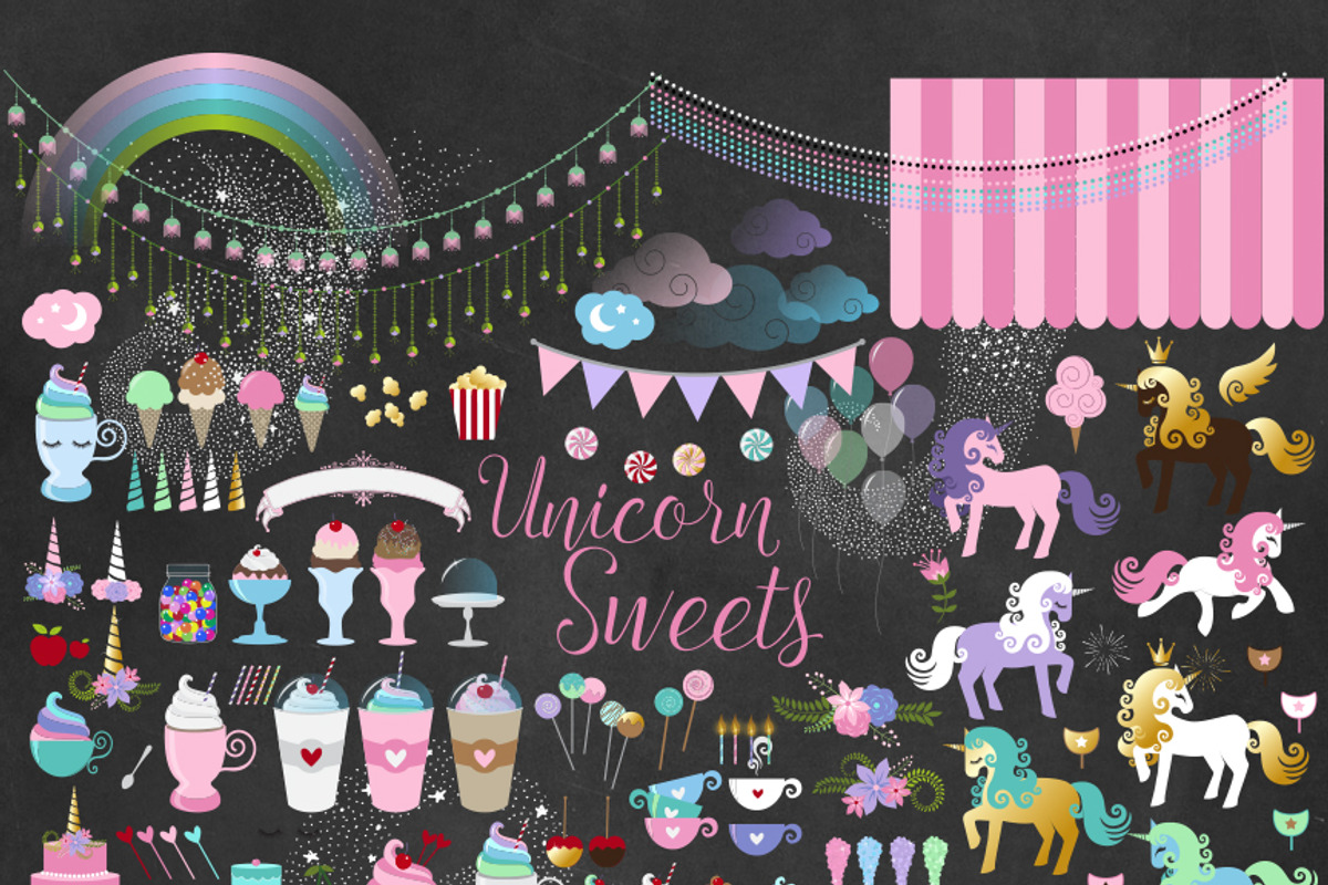 Unicorn Sweets clipart, an Object Graphic by Digital Curio