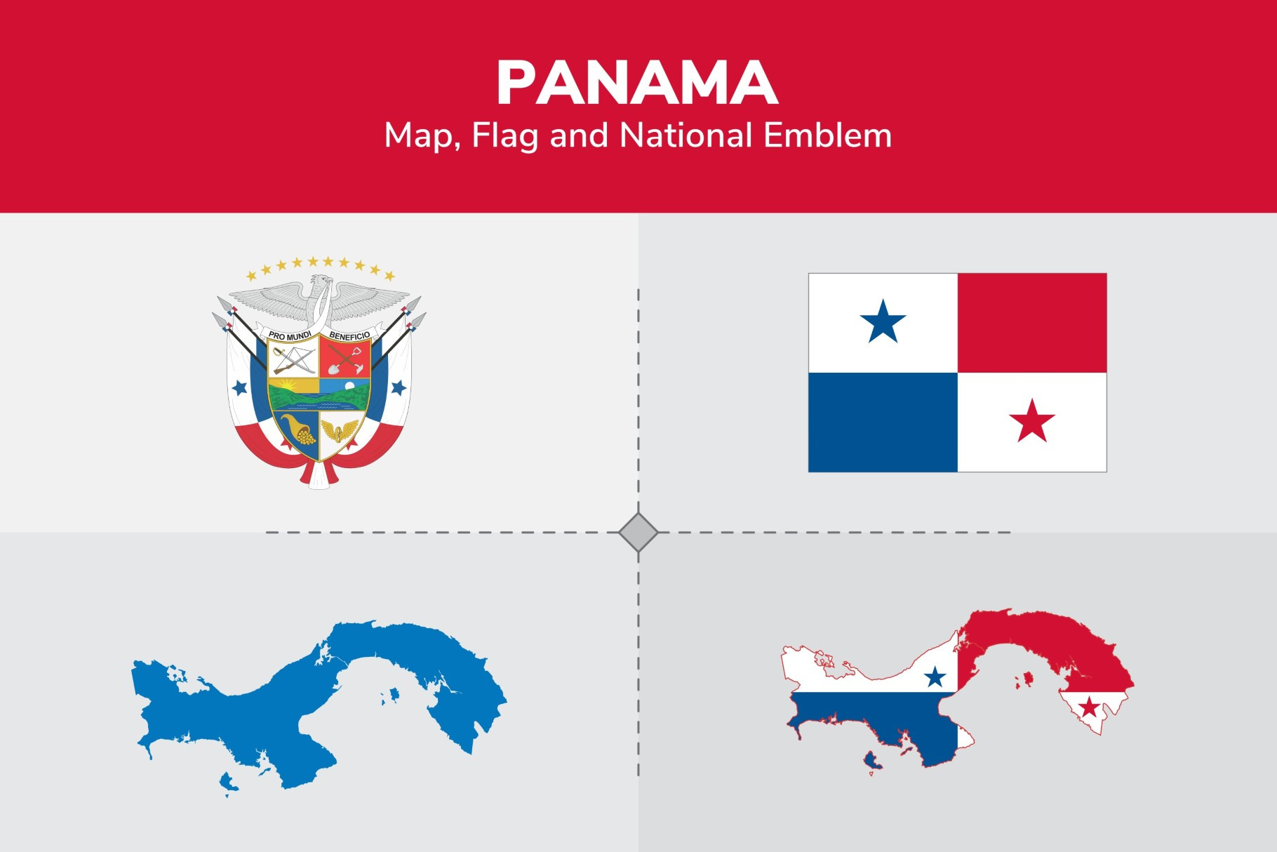 Panama Map, Flag & National Emblem | Object Illustrations ~ Creative Market