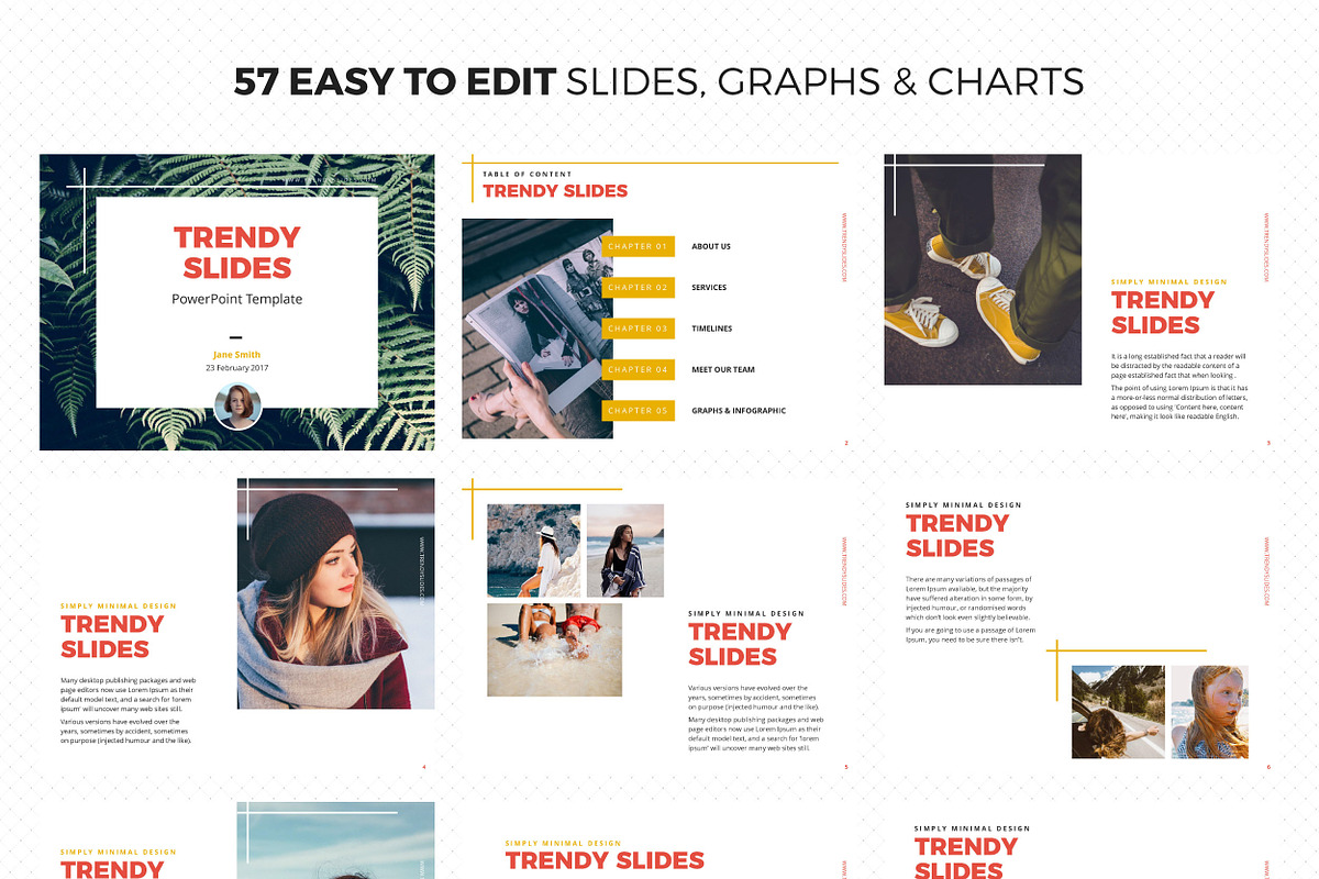 Trendy Slides PowerPoint Template, a Presentation Template by Wipavee
