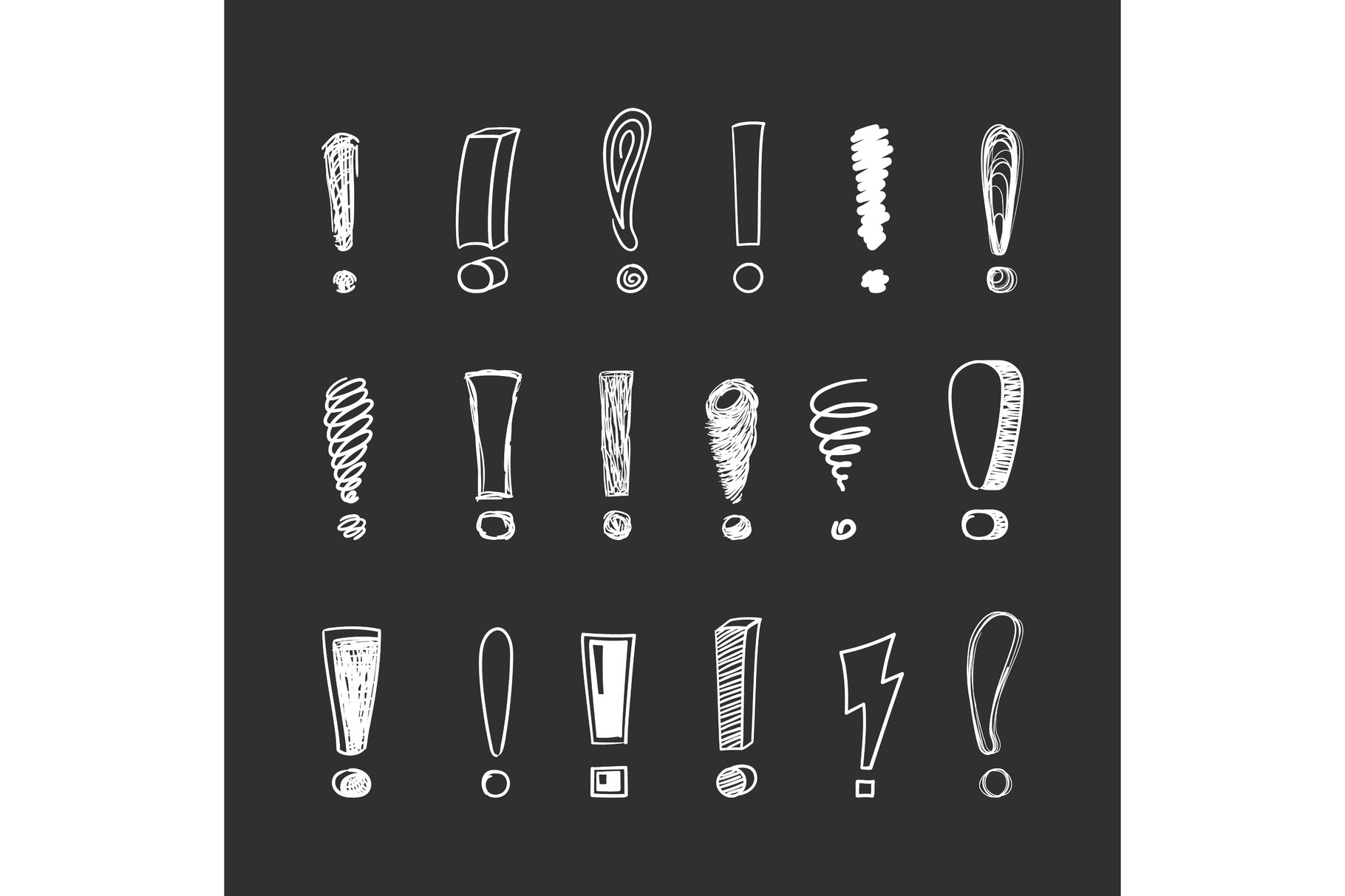 Handdrawn exclamation marks set, an Illustration by Multigon