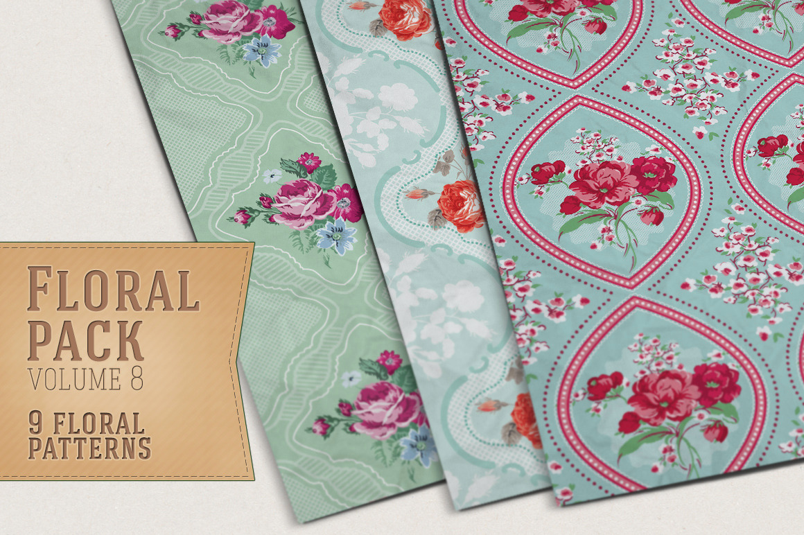 9 Floral Patterns Vol 8, a Pattern Graphic by Anna Studio