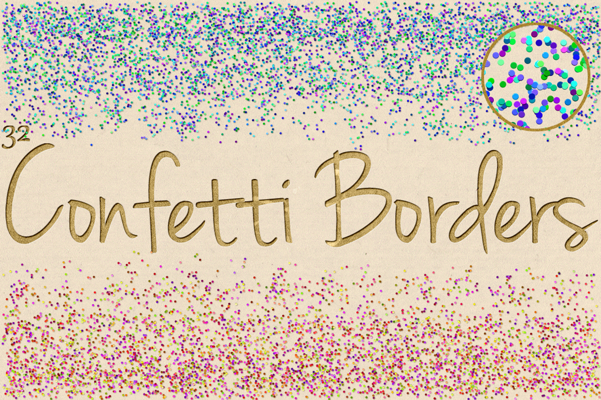 Digital Confetti Border Clipart Pack, an Object Graphic by Paper Element