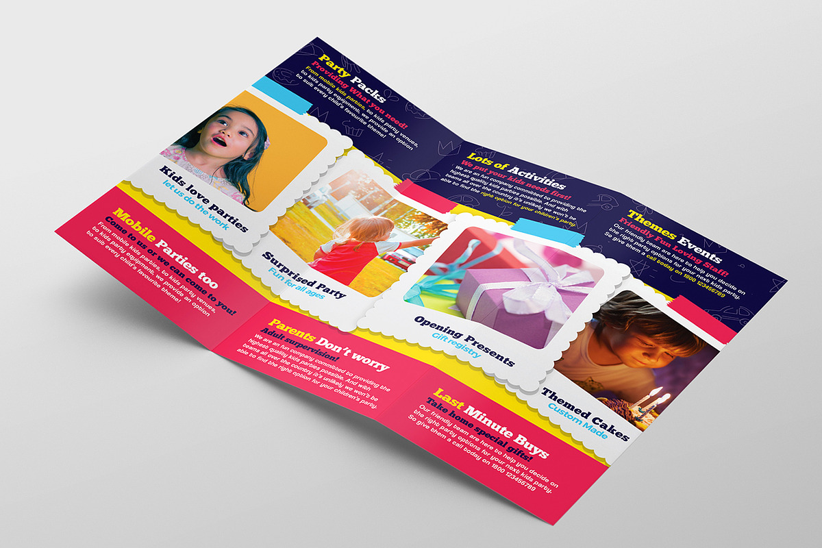 Kid's Party Trifold Brochure, a Brochure Template by BrandPacks