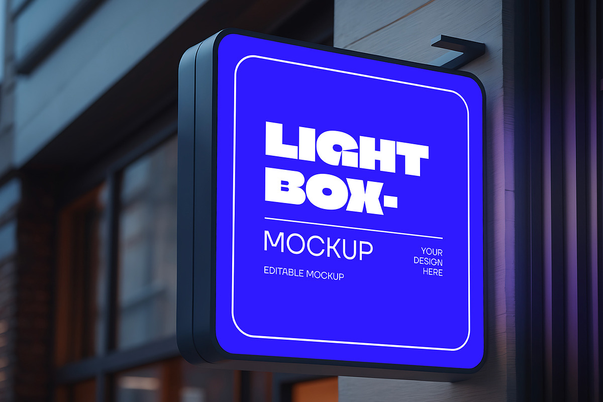 Square Signboard Lightbox Mockup
