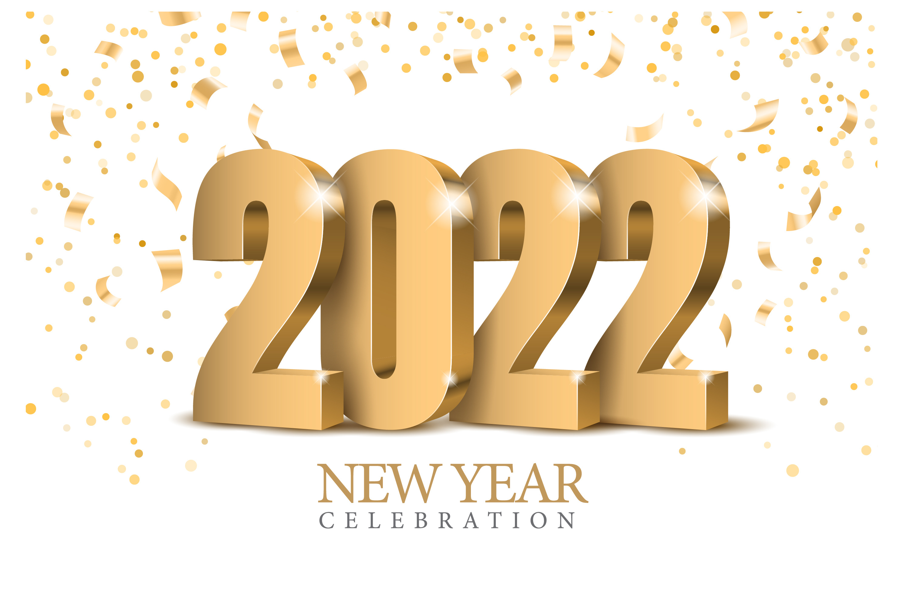 Card Design 2022. Gold 3d numbers | Decorative Illustrations ~ Creative ...