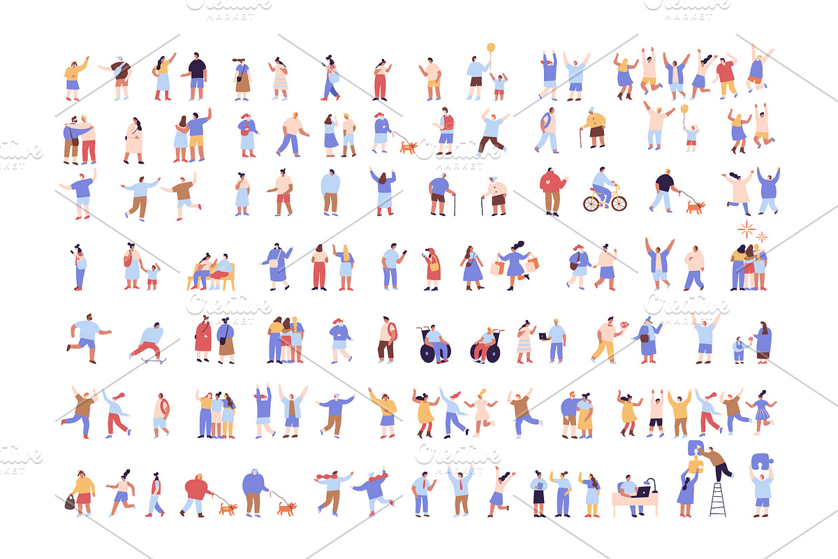 Cute Tiny People vector bundle, a Person Illustration by Vector_Art