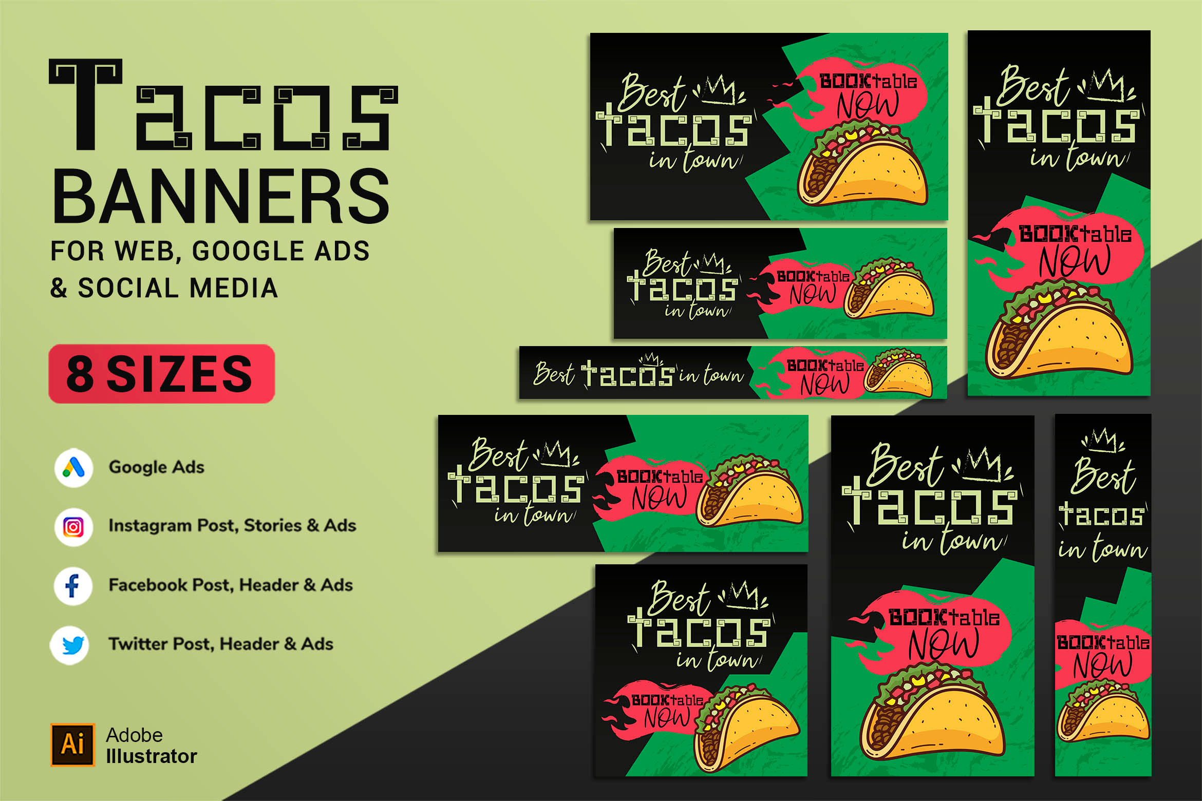 Taco & Mexican Food Web Banner Ad, a Templates & Theme by ...