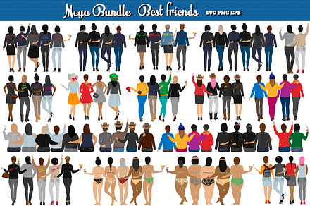 Best Friends Clipart,Besties clipart | Illustrations ~ Creative Market