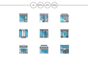 Storefronts flat color icons. Set 4 | Icons ~ Creative Market