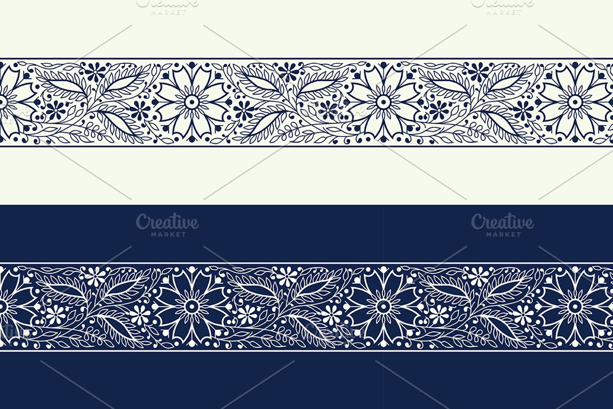 Blue Indian Block Print: Border, a Pattern Graphic by StabuLaRasa ...