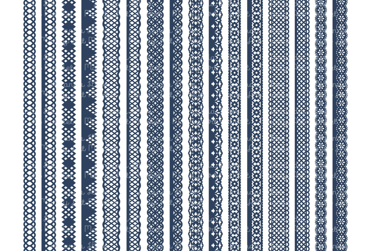 Navy Lace Border Clipart & Vectors, an Illustration by Amanda Ilkov