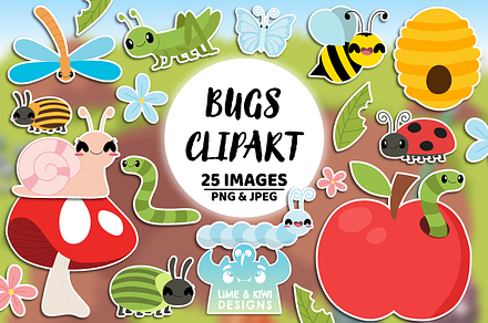 Cute Bugs Clipart | Animal Illustrations ~ Creative Market