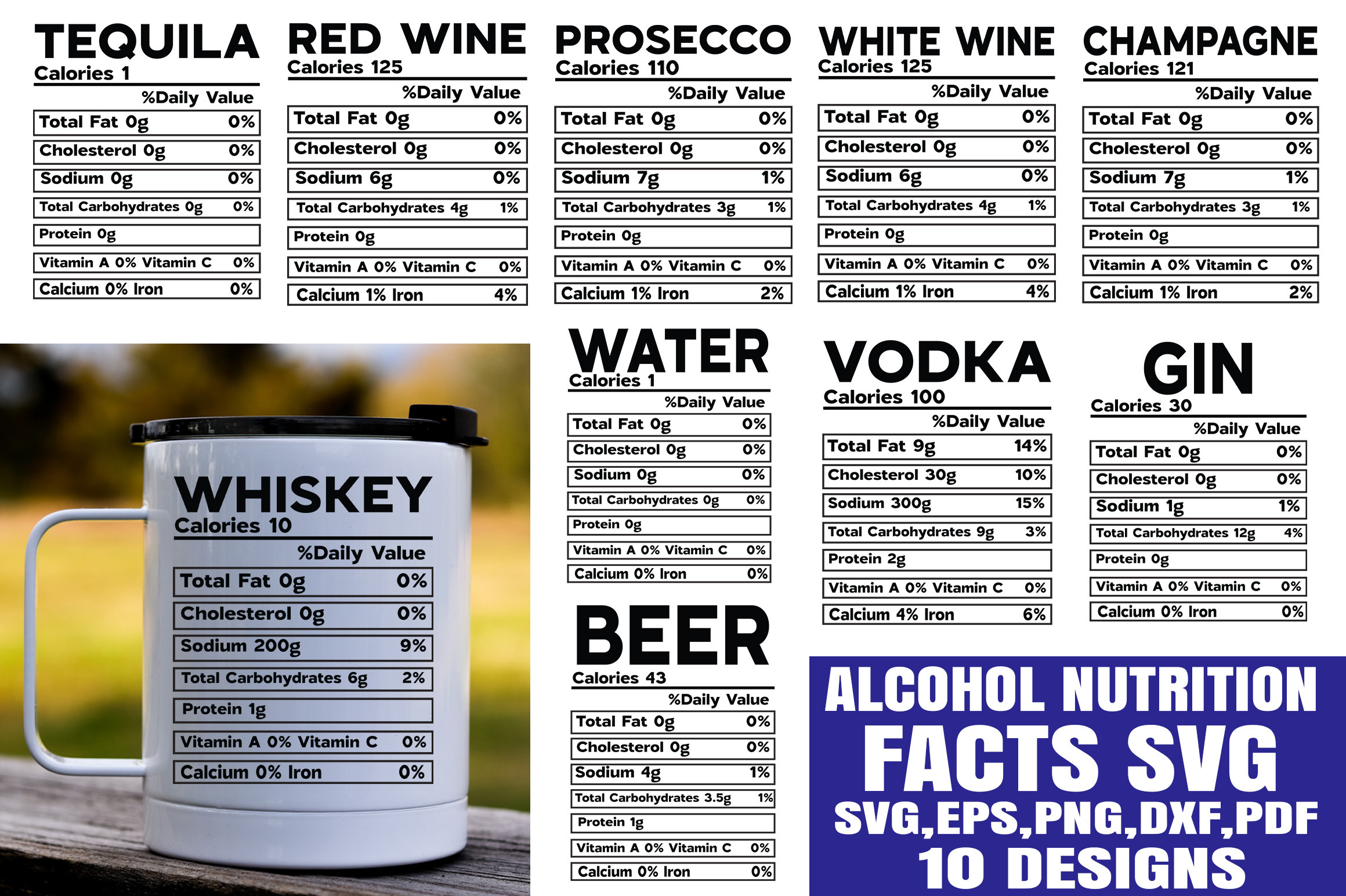 Alcohol Nutrition Facts SVG Bundle | Graphics ~ Creative Market