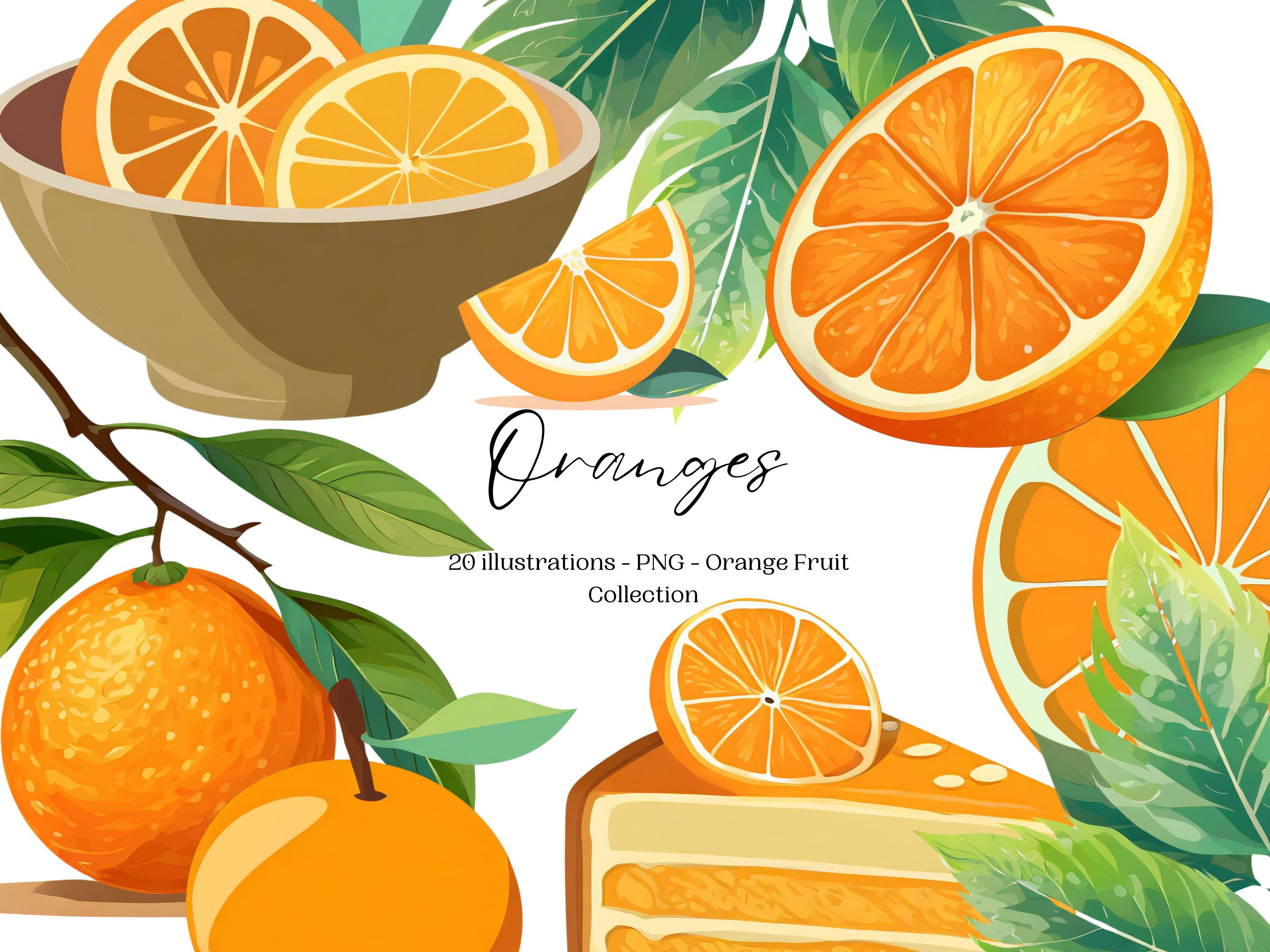 Orange Fruit PNG Clipart Bundle, a Food Illustration by Little Creative ...