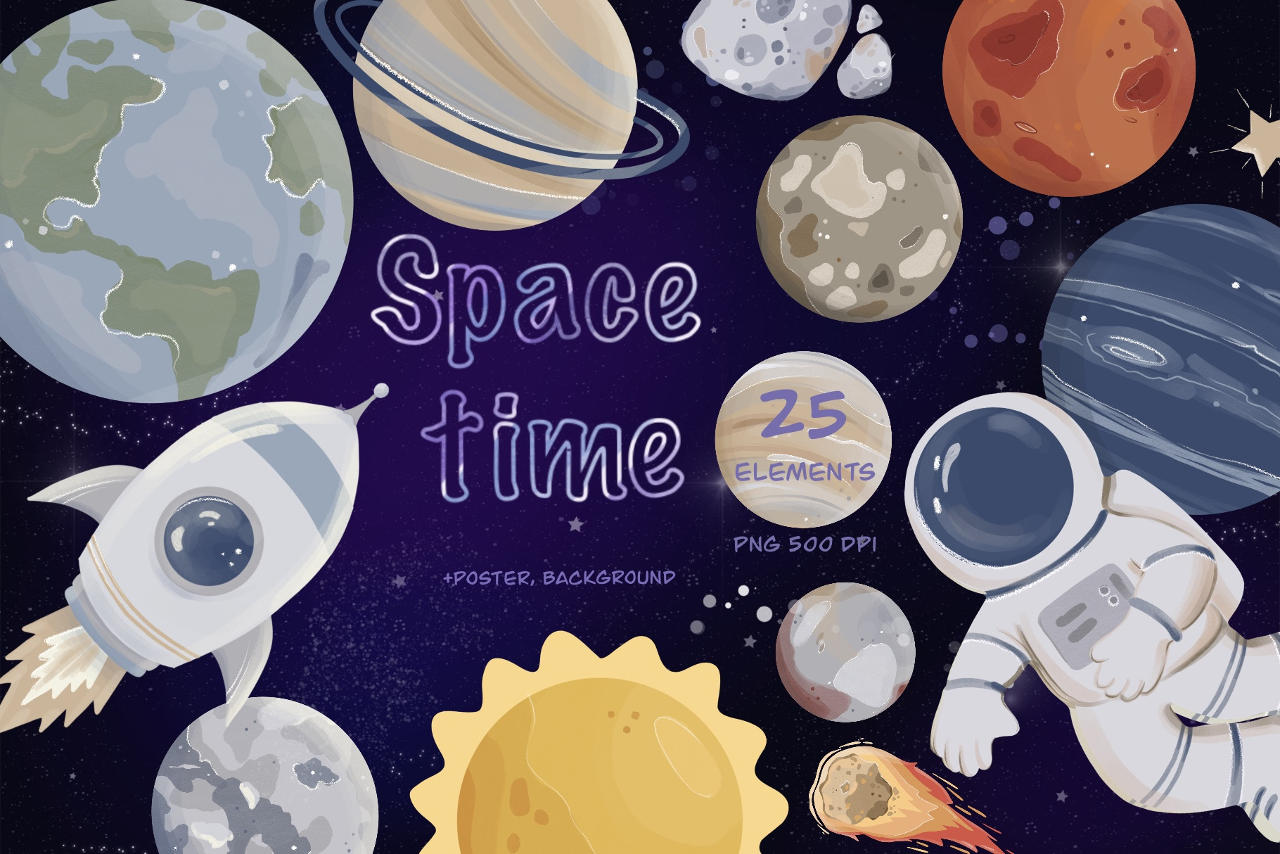 Space Time Illustration, an Object Illustration by ArtGiftsStudio