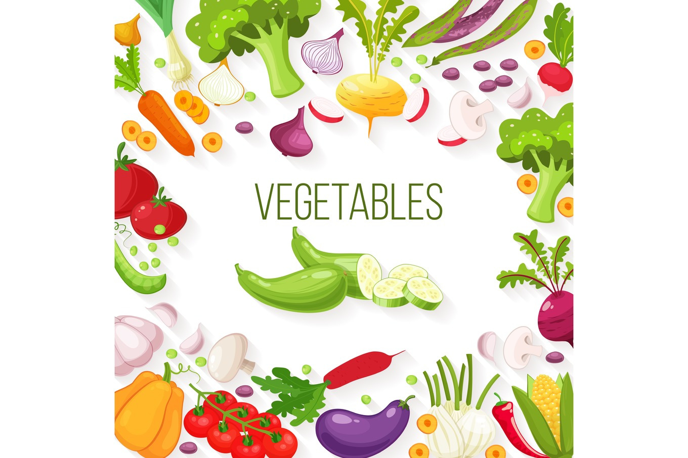 Vector frame of fresh vegetables for your design, a Food Illustration ...