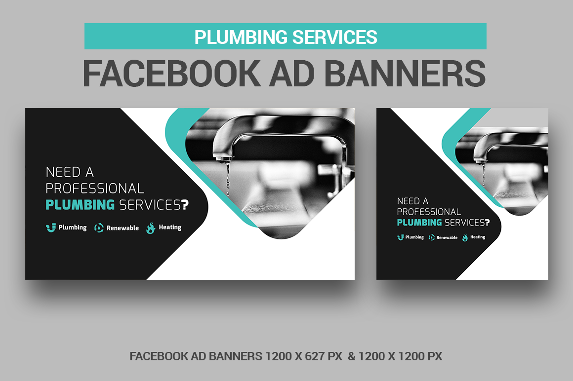Plumbing Facebook Ad Banners, a Social Media Template by UNIK Agency