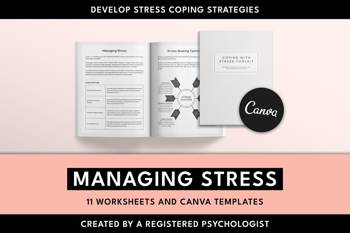 Coping With Stress Canva Templates, a Design Template by Miri Campbell