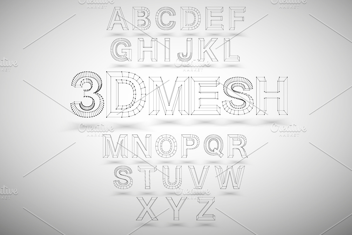 3D Mesh Vector Font, a Graphic by VectorShop