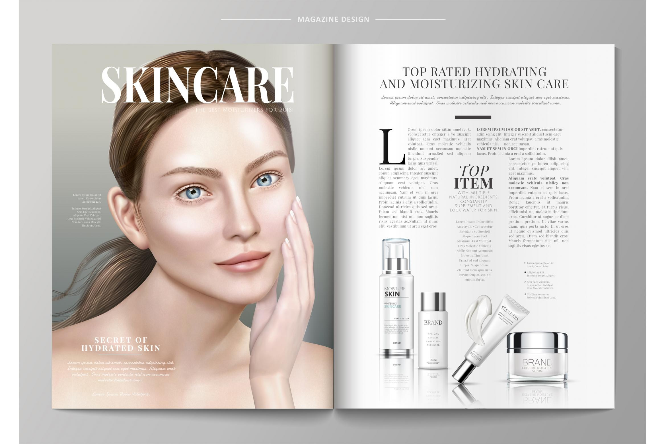 Elegant skin care magazine template, a Magazine Template by TotallypicRF
