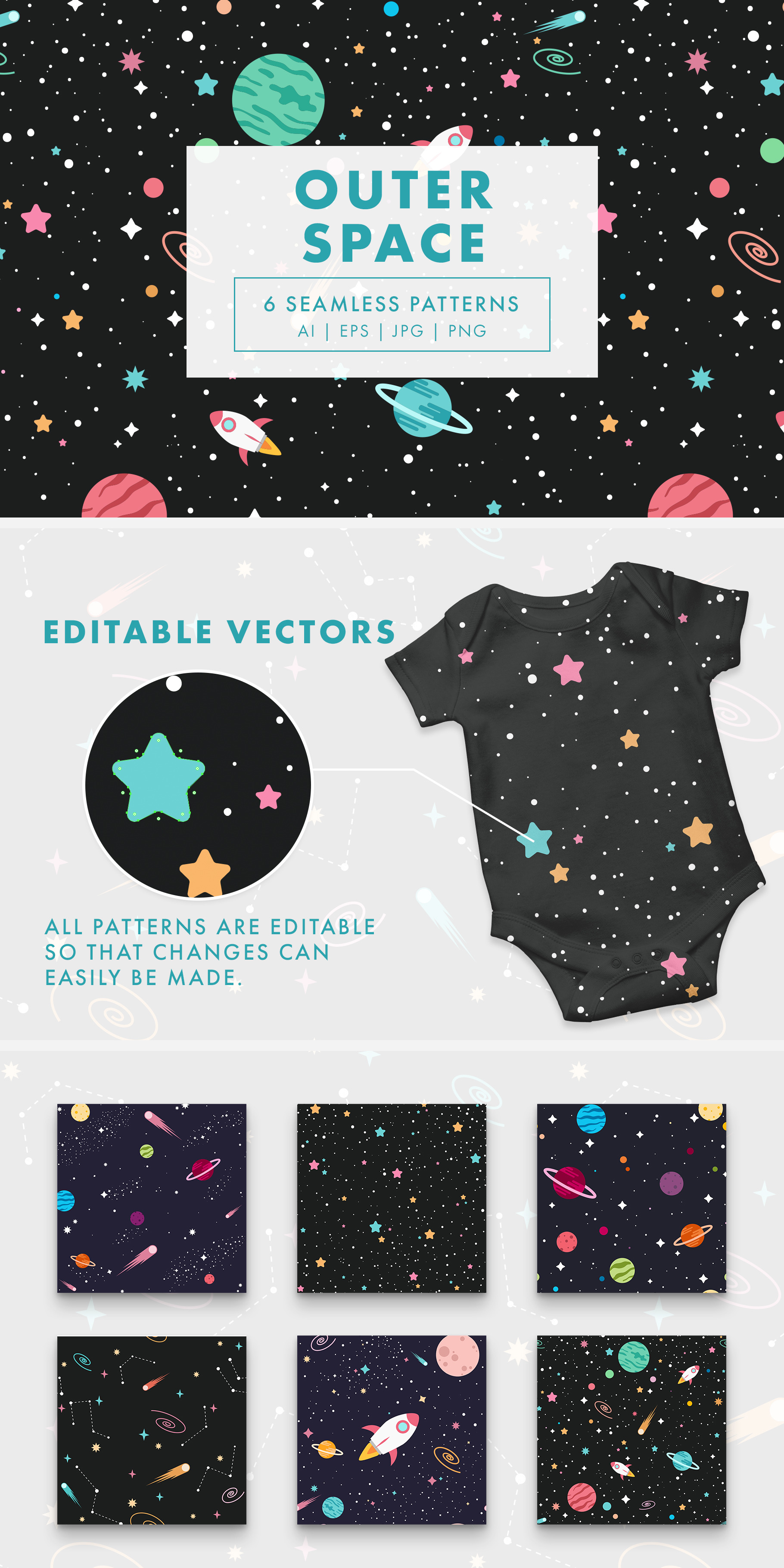 Outer Space Seamless Patterns, a Pattern Graphic by Megs Lang
